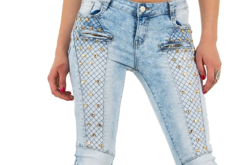 Skinny jeans strass stenen licht blauw - Jeans - Mini-jurken.nl