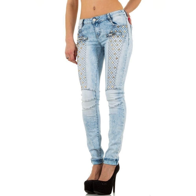 Skinny jeans strass stenen licht blauw - Jeans - Mini-jurken.nl